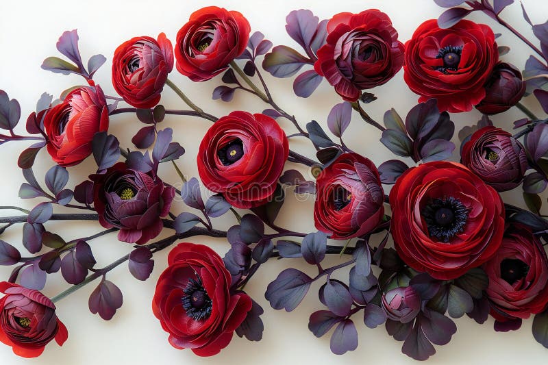 A Closeup of Red Ranunculus Flowers, Arranged in an Artistic ...