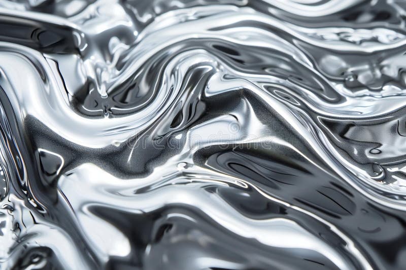 A Closeup of the Swirling Patterns in Liquid Silver Paint, Creating an ...