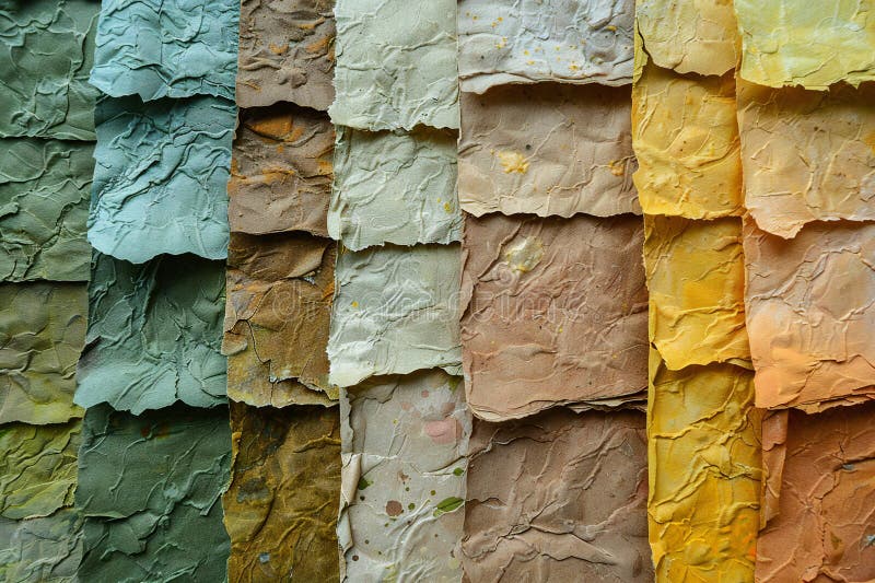 A Closeup of Textured Paper in Various Earthy Tones, Arranged Side ...