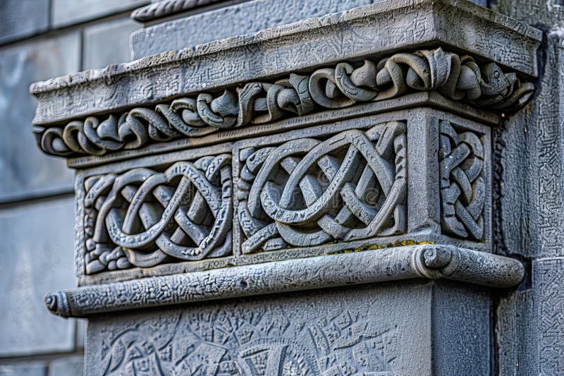 Illustration of Closeup of Viking Sculpture Designs on the Side Panels ...