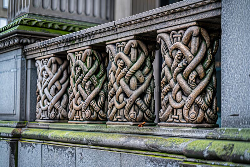 Illustration of Closeup of Viking Sculpture Designs on the Side Panels ...