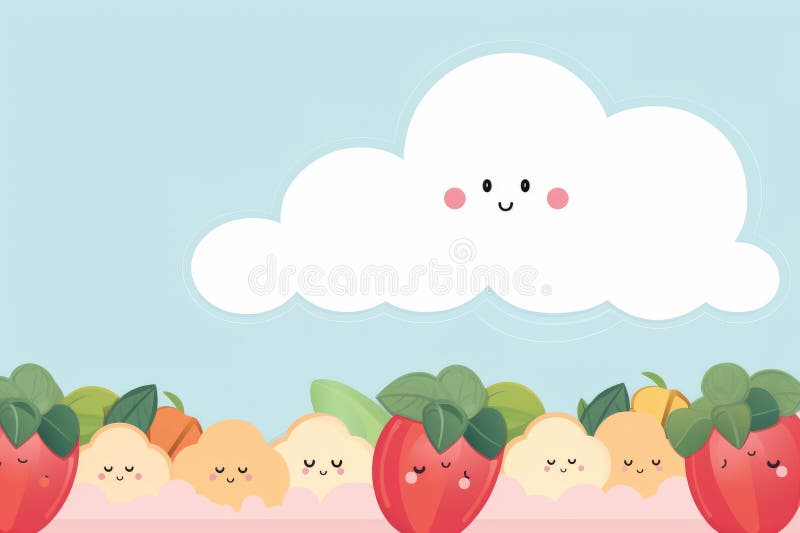 An Illustration of a Cloud with a Bunch of Fruit on it Stock ...