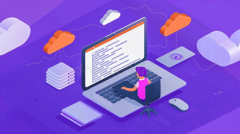 Illustration of Cloud Computing and Data Integration Stock Illustration ...