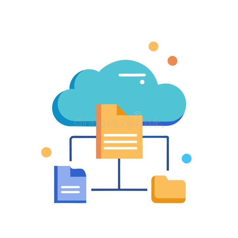 Cloud Computing Data Management Networked Folders For File Sharing And Backup Stock Vector