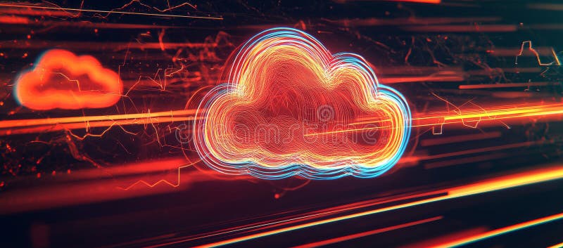 An Illustration of Cloud Computing Featuring a Fast Train in a ...