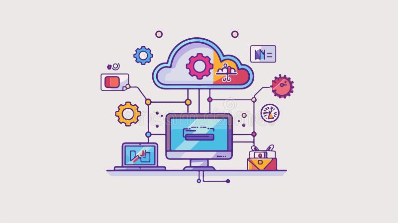 Efficient Cloud Computing: Modern Computer Connected To the Cloud Stock Vector - Illustration of ...