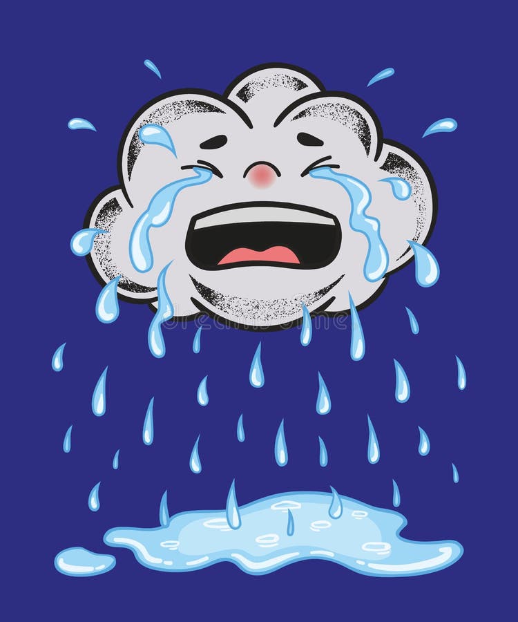 The Cute Crying Cloud Character Stock Vector - Illustration of color, character: 128767493
