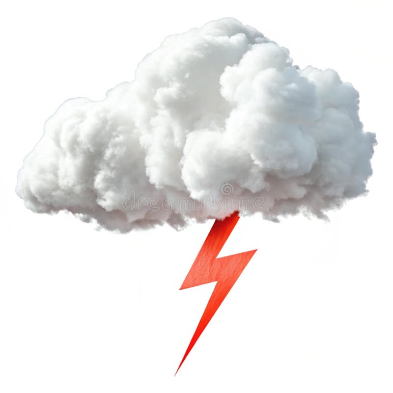 Cloud with a Lightning Bolt Weather Illustration Isolated on White ...