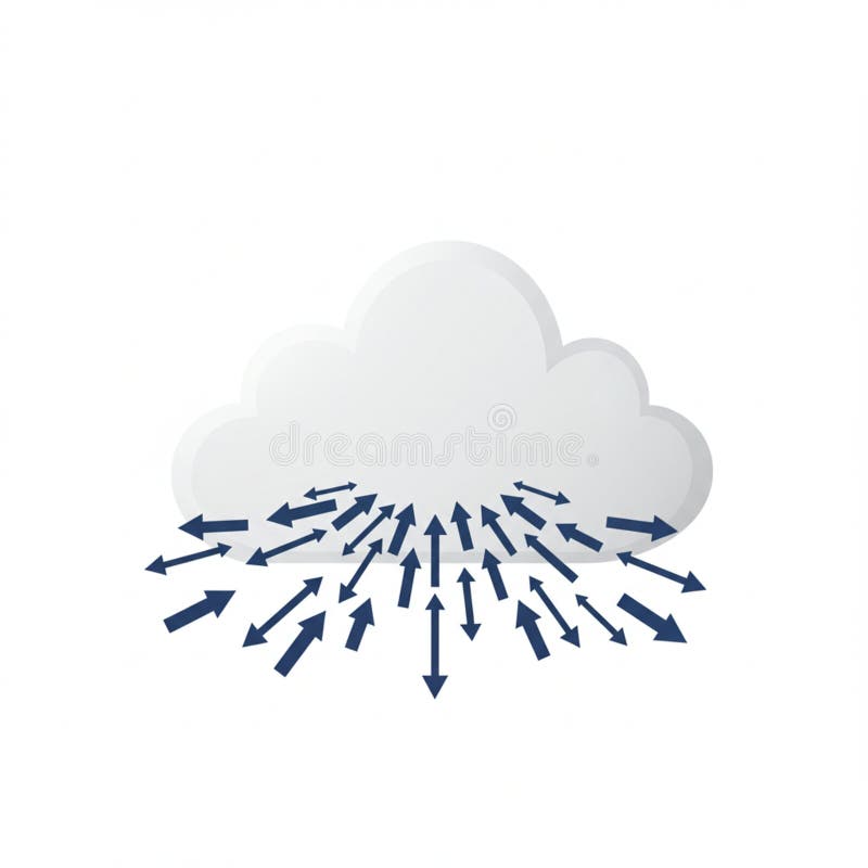 Illustration of a Cloud with Numerous Dark Blue Arrows Pointing ...