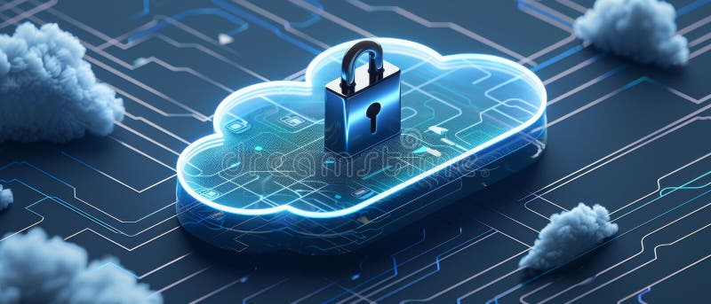 Illustration of Cloud Security with Integrated Cloud Icon and Padlock ...