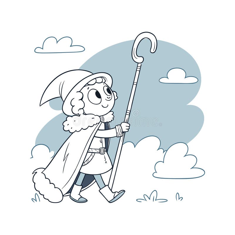 Cloud Shepherd Cartoon Character Design Stock Vector - Illustration of ...