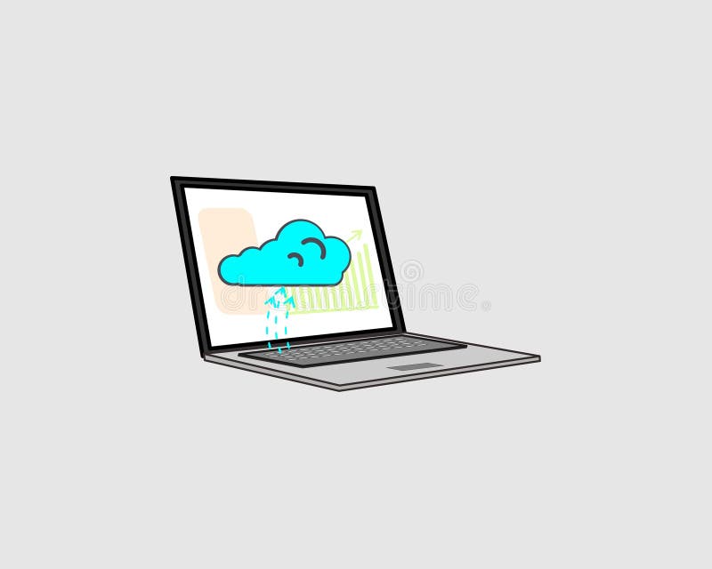 Illustration of Cloud Storage Data Transfer on Laptop Screen Stock ...