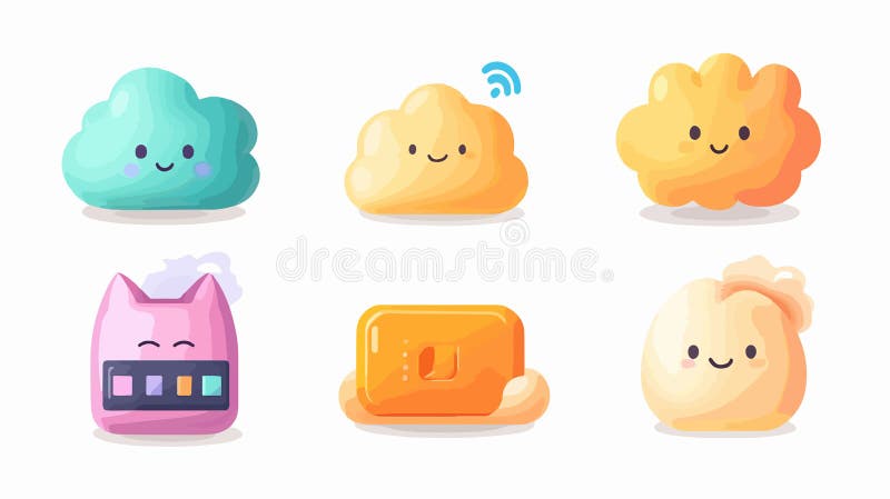 Cloud Technology Scene Set with Cute Abstract Characters Stock Vector ...