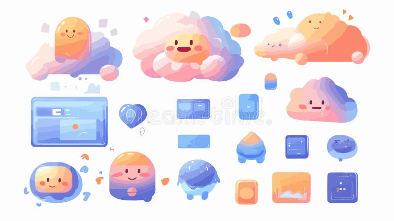 Cloud Technology Scene Set with Cute Abstract Characters Stock Vector ...