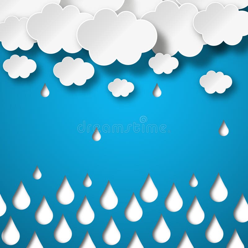 Illustration of Clouds Raining on a Blue Background Stock Illustration ...