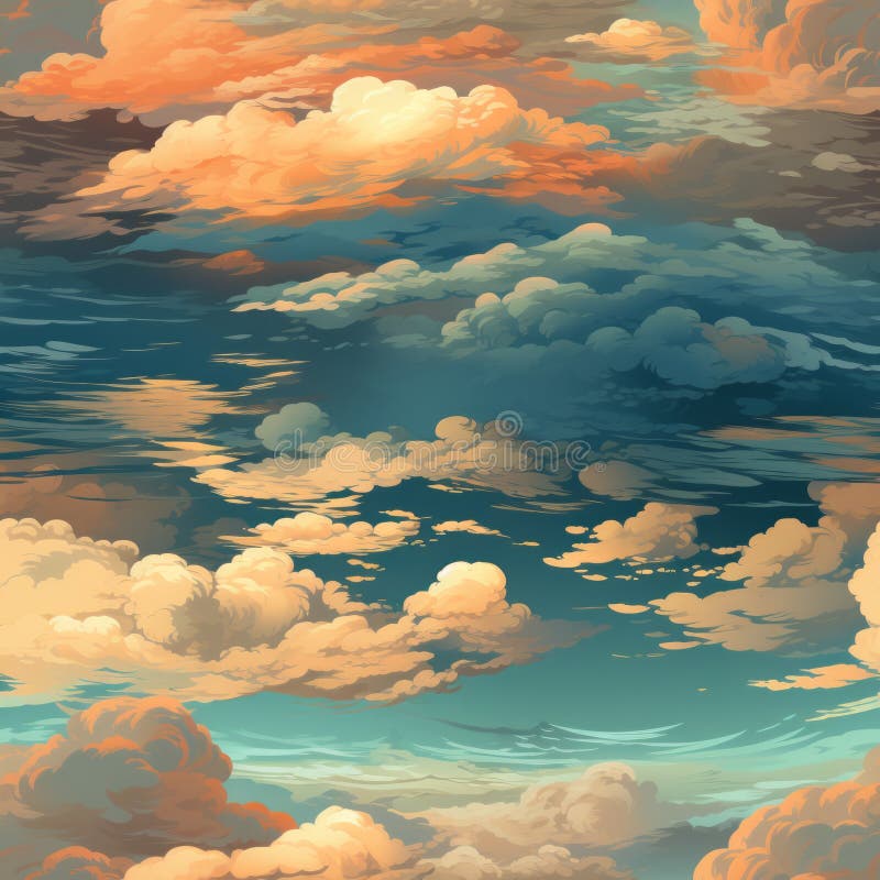 An Illustration of Clouds and Stars in the Night Sky Stock Illustration ...