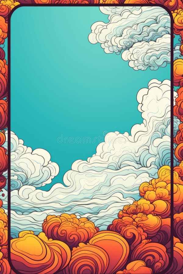 An Illustration of Clouds and Clouds in a Square Frame Stock ...