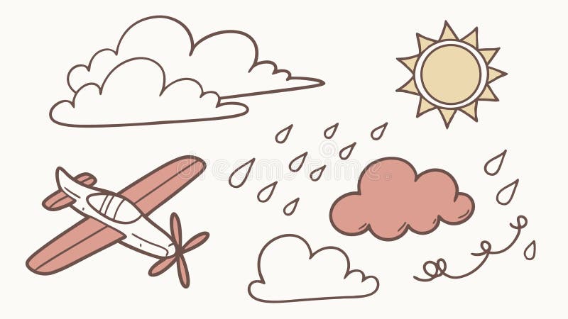 Illustration of Clouds, Sun, and Rain Falling, Vector Design Generative ...
