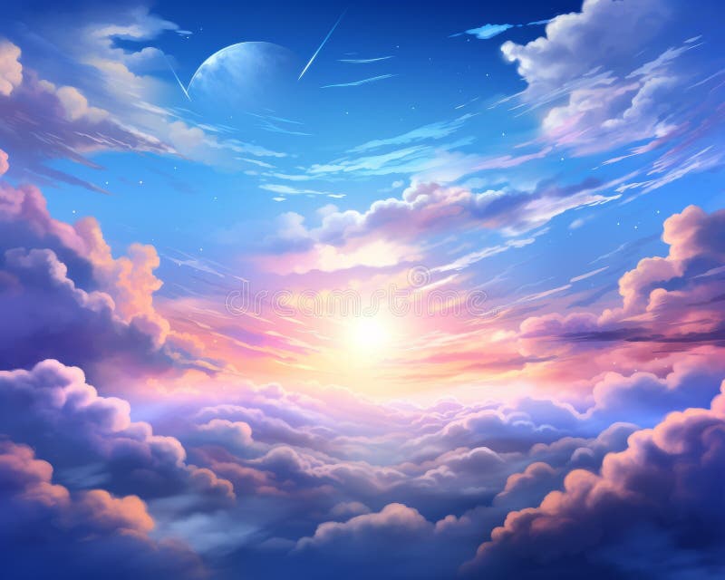 An Illustration of Clouds in the Sky at Night Stock Illustration ...