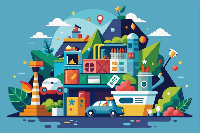 An Illustration with a Cluttered Cityscape, Showcasing Disproportionate ...