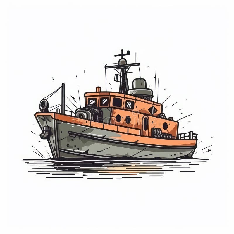 Illustration of a Coastal Patrol Boat. Stock Illustration ...