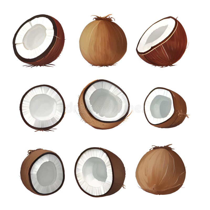 Illustration of Coconut and Shell. Watercolor Style, AI Generated Stock ...