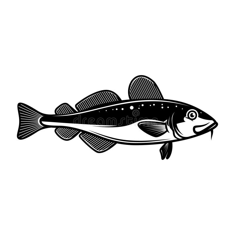 Illustration of Cod Fish. Design Element for Poster Card, Logo, Emblem ...