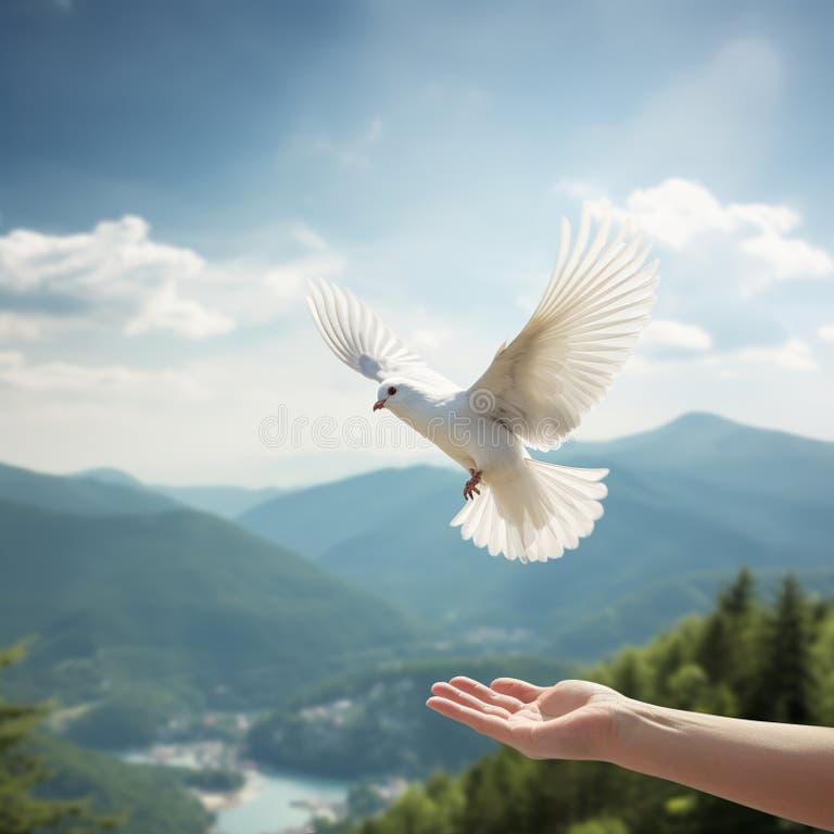Illustration of Code Up Hand Releasing a White Pigeon on the Background ...