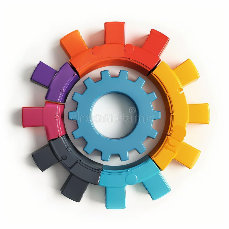 Illustration of a Cogwheel Icon Representing Automation with a Colorful ...