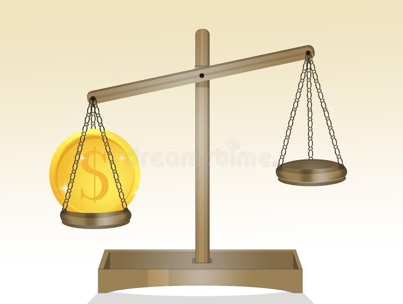 Illustration of Coin on the Scales Stock Illustration - Illustration of ...
