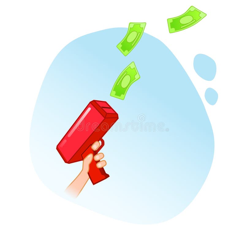 Illustration of a Coin Thrower. Money Machine in Hand Stock Vector ...
