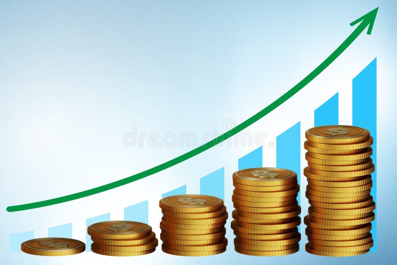 Illustration with Coins Showing Growth - 3d Rendering Stock ...