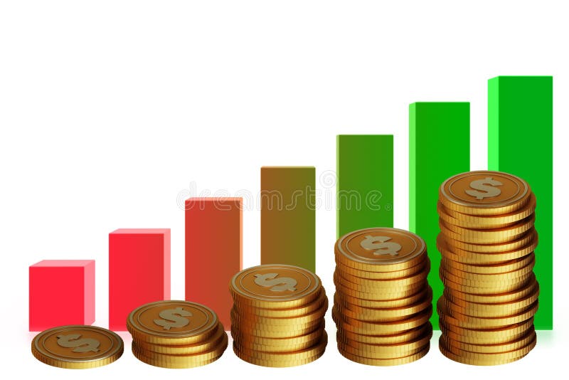 Illustration with Coins Showing Growth - 3d Rendering Stock ...