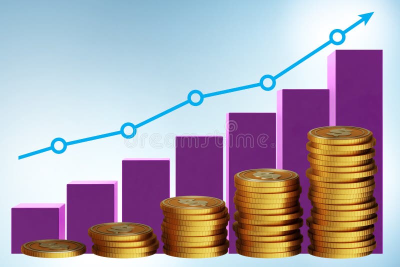 Illustration with Coins Showing Growth - 3d Rendering Stock ...