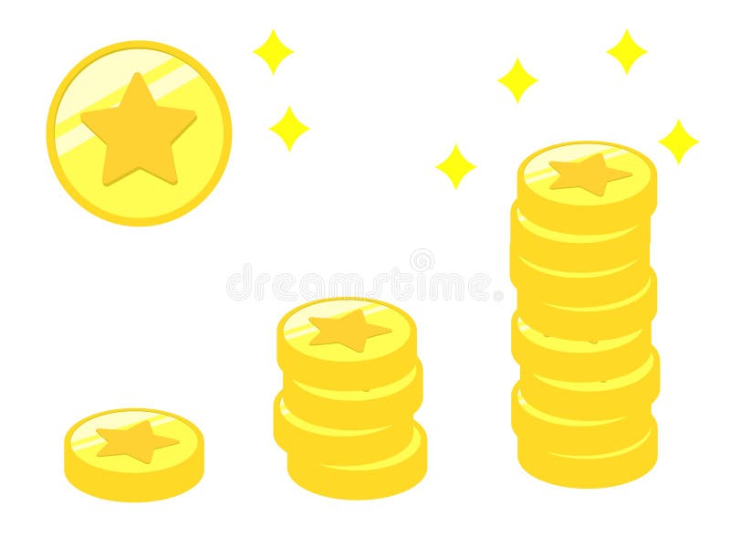 Illustration of Coins with Star Marks Stacking Up and Increasing Stock ...