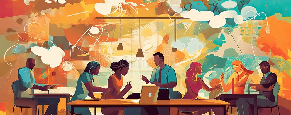 Illustration of a Collaborative Brainstorming Session with Creative Ideas and Innovative ...