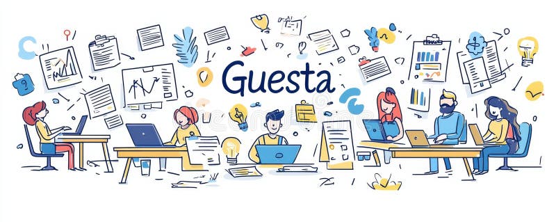 Illustration of Collaborative Office Environment with Diverse Team ...