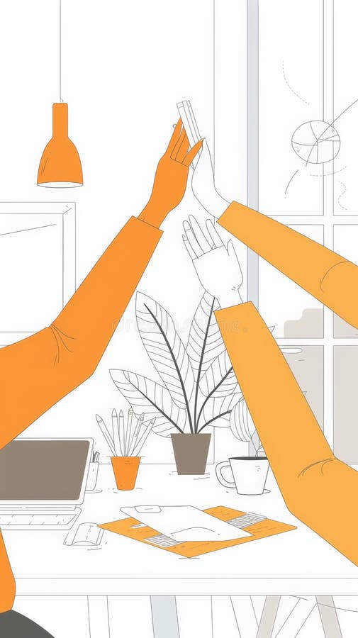 Illustration of a Collaborative Office Environment with Two People High ...