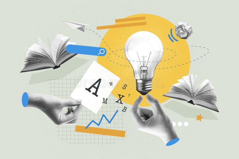 Illustration Collage Creative Education and Innovation Stock Image ...