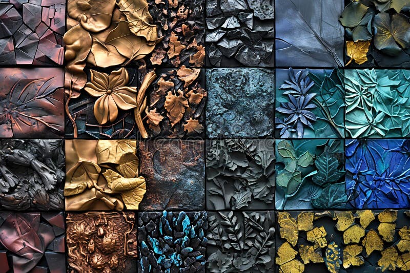 Collage of Different Color Metal Textures, Abstract Background and ...