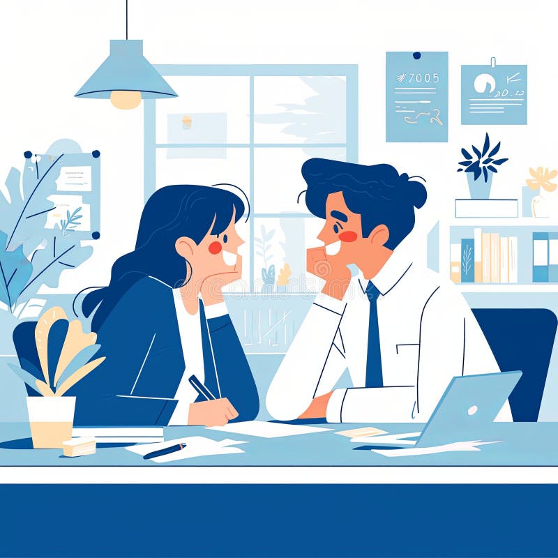 Illustration of Colleagues Interacting in a Friendly and Positive ...