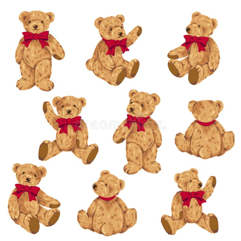Illustration Collection of Bear Vector with Cute Ribbon, Stock Vector ...