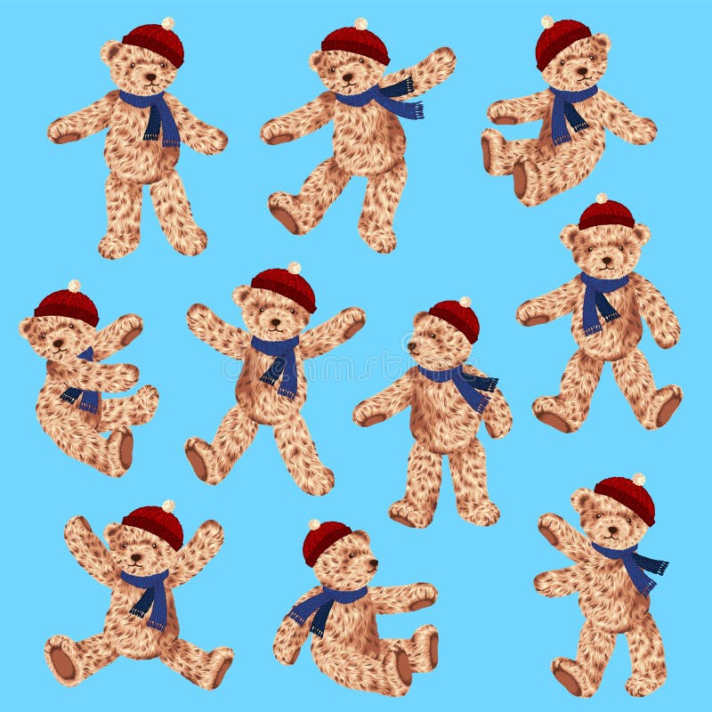 Illustration Collection of Bear Vector Wearing Hat and Muffler, Stock ...