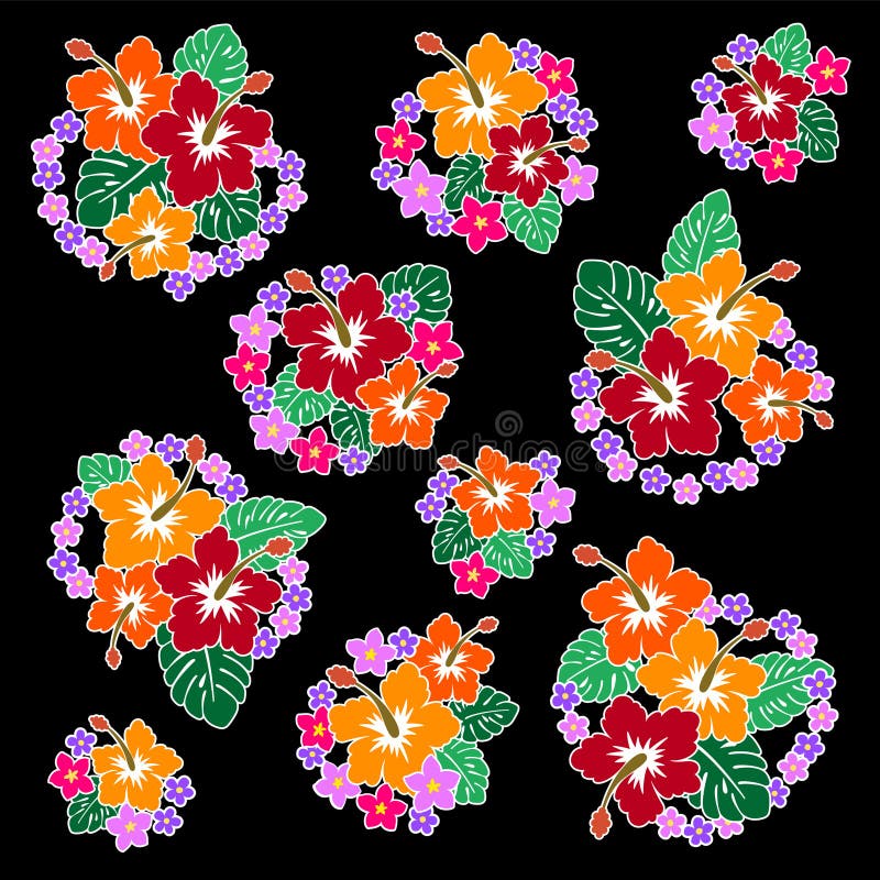 Illustration Collection of Cute Hibiscus, Stock Vector - Illustration ...