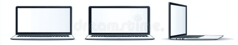 An Illustration of a Collection of Laptops with Empty Screens Isolated ...