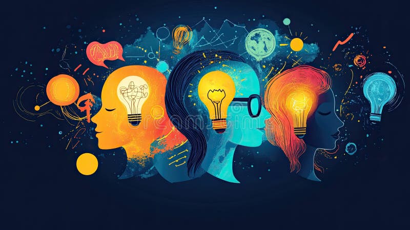 Illustration of Collective Mind, Imagination, and Creative Mind ...