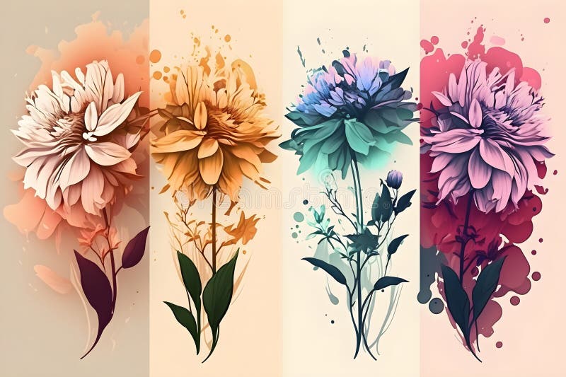 Illustration of Colored Beautiful Spring Flowers, Generative AI Stock ...