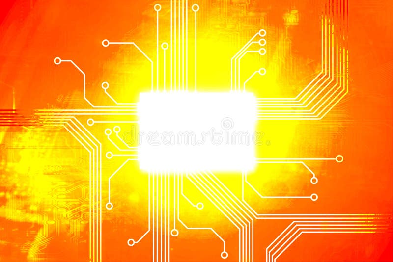 Bright Orange Colored Digital Computer Chip Core Stock Illustration ...