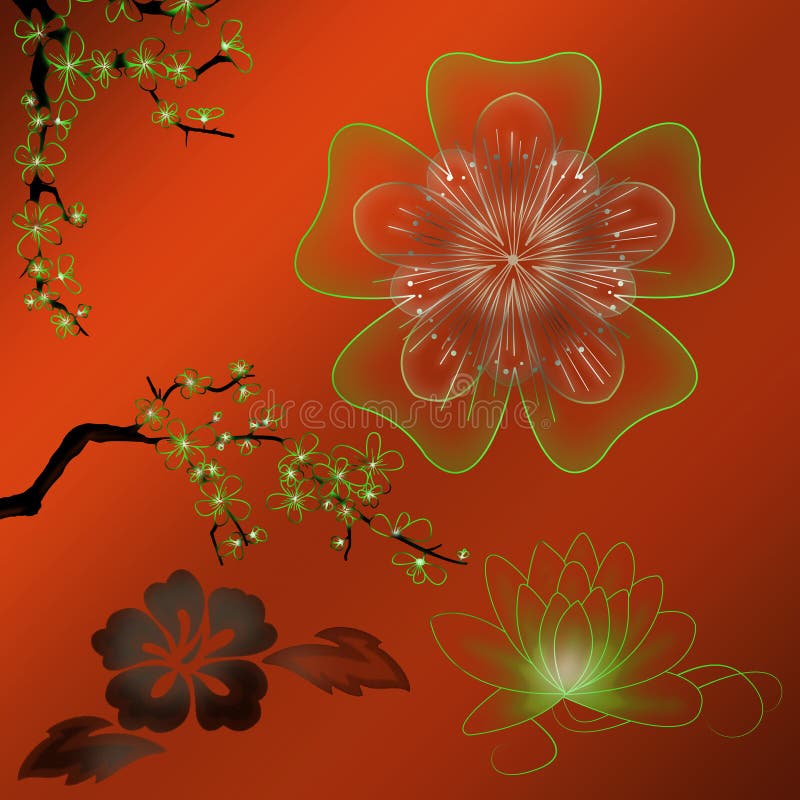 Illustration of Colored Flowers with Gradient Stock Illustration ...