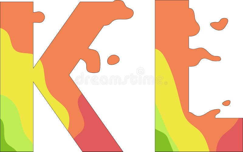 Illustration of Colored Letters K and L on a White Background. Vector ...